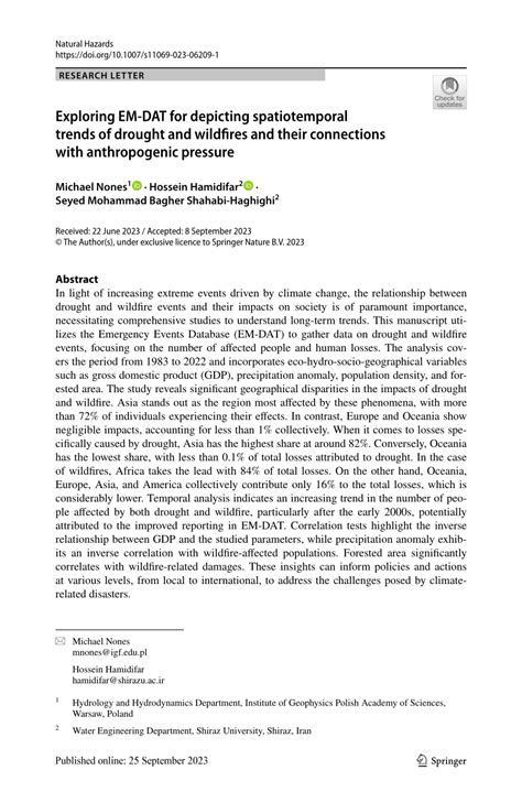 Pdf Exploring Em Dat For Depicting Spatiotemporal Trends Of Drought