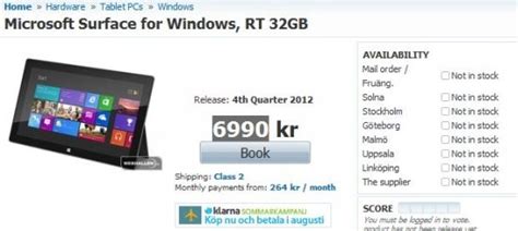 Microsoft Surface Tablet Price Surfaces On Swedish Retailers Website Ubergizmo