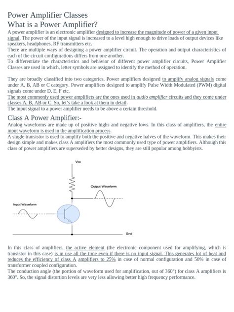20 Power Amplifier Classes Notes Pdf Amplifier Telecommunications Engineering