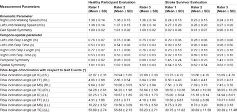 Representation Of Kinematic Parameters Temporo Spatial Parameters And Download Scientific