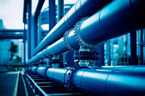 Premium Ai Image Blue Pipelines Leading To An Oil Refinery Showcasing The Industrial