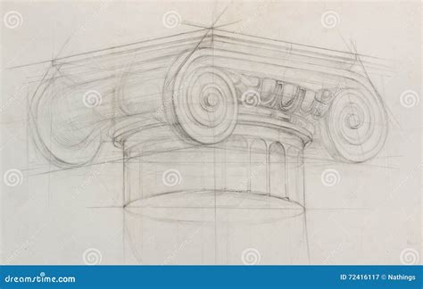 pencil sketch of ionic capital column stock illustration illustration