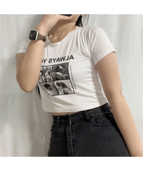 [y2k 힙걸 데일리ෆ] 핫걸 빈티지 프린팅 크롭 반팔티 에이블리