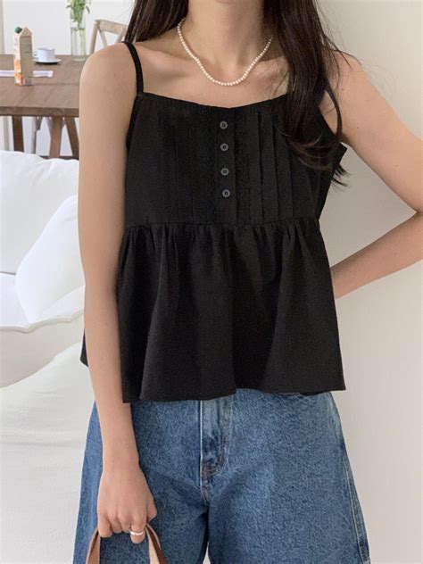 봉봉 레이스 끈나시 뷔스티에 나시 2color