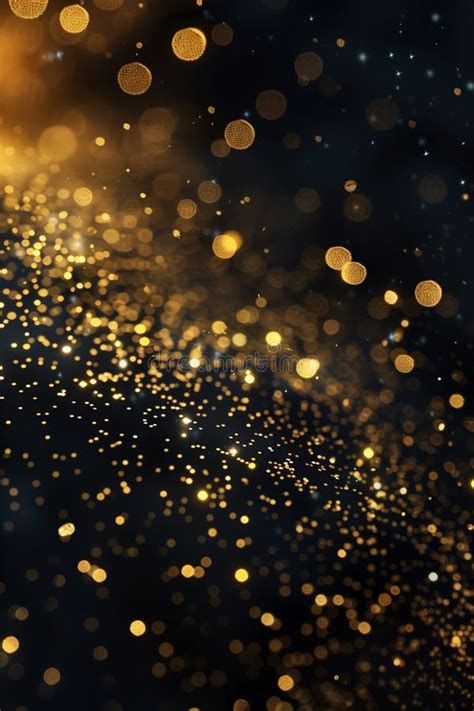 Golden Sparkling Particles On A Black Background Creating A Luxurious