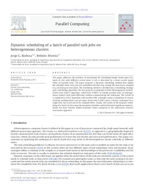 Pdf Dynamic Scheduling Of A Batch Of Parallel Task Jobs On