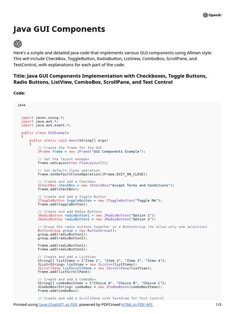 Java Gui Components Pdf Software Engineering Software