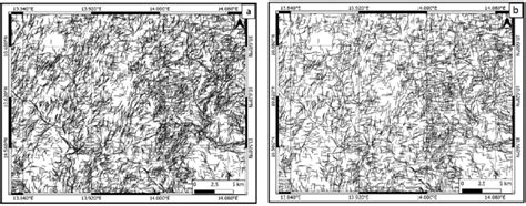 a automatic extraction lineament map result to the superposition of