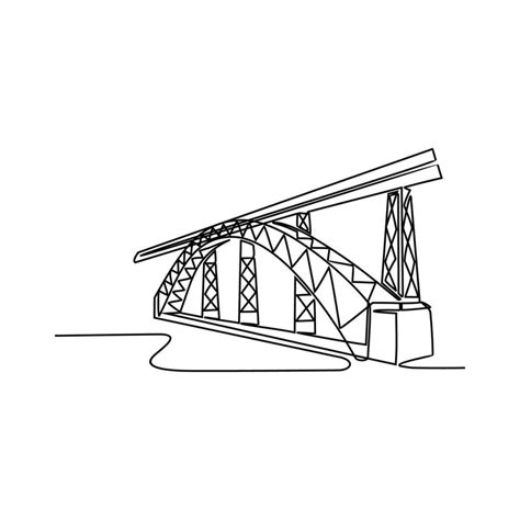 One Continuous Line Drawing Of Bridge Design Illustration Bridge Architecht In Simple Linear
