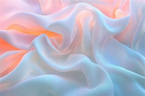 Soft Pastel Fabric Flowing Gently In Waves Capturing Light And Shadow In Abstract Textures Stock