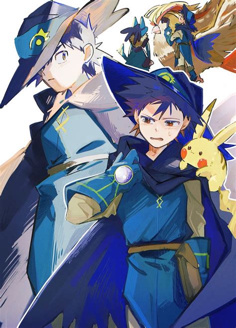 Pikachu Ash Ketchum Lucario Pidgeot And Sir Aaron Pokemon And 3