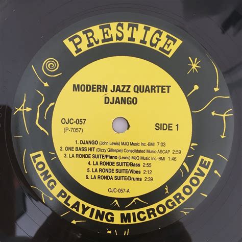 Lp The Modern Jazz Quartet Django Us盤 Ojc Prestige Ojc0057