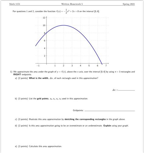Solved Math 1151 Written Homework 5 Spring 2021 For
