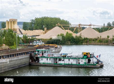 Sand Quarry And Waterways Transportation Of The Sand River Transport