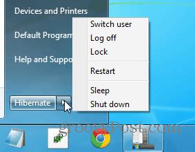 Windows Tip Make Hibernate Or Sleep The Default Power Option