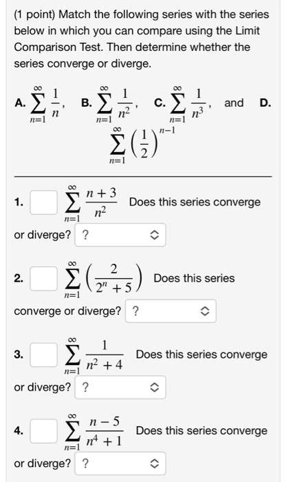 Solved Point Match The Following Series With The Series Chegg Com