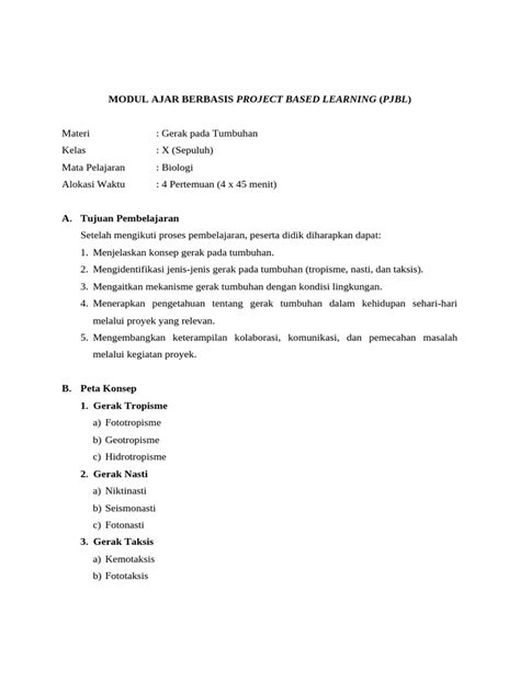 Modul Ajar Berbasis Project Based Learning Pdf Sains And Matematika Komputer