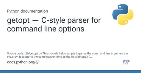 Getopt — C Style Parser For Command Line Options — Python 3137
