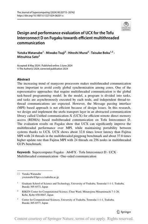 Pdf Design And Performance Evaluation Of Ucx For The Tofu