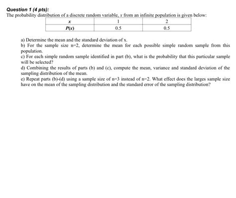 Solved Question Pts The Probability Distribution Of A Chegg