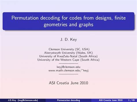 pdf permutation decoding for codes from designs finite