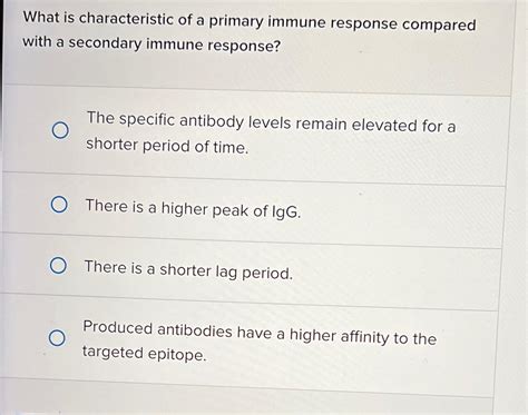 Solved What Is Characteristic Of A Primary Immune Response Chegg
