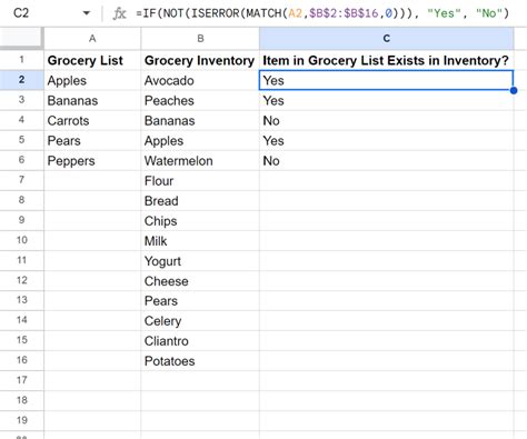 Google Sheets Check If One Column Value Exists In Another Column