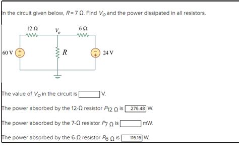 solved in the circuit given below r 7Ω find vo and the