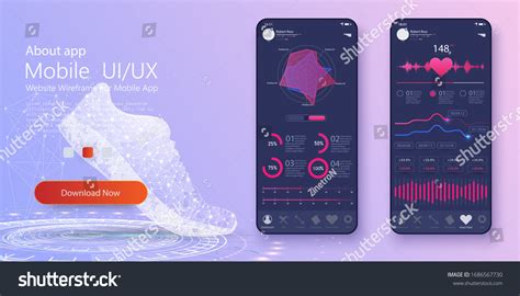 Vektor Stok Different Ui Ux Gui Screens Fitness Tanpa Royalti