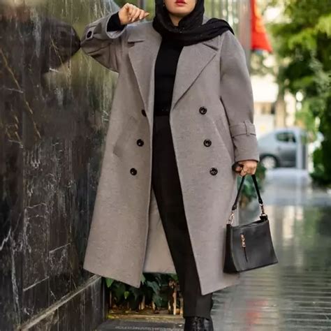 خرید و قیمت پالتو زنانه بلند جناغی در رنگ بندی و سایزبندی از غرفه