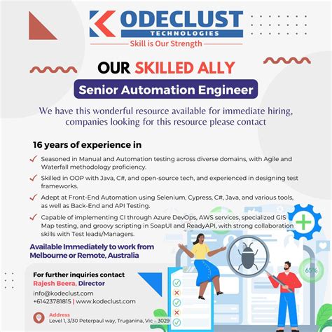Kodeclust Technologies On Linkedin Seniorautomationengineer Seniorautomationengineer