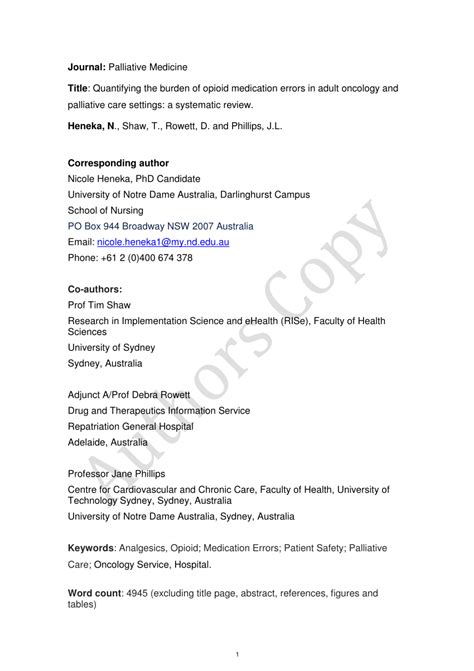 Pdf Quantifying The Burden Of Opioid Medication Errors In Adult Oncology And Palliative Care
