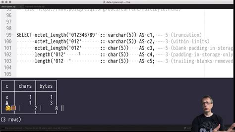 advanced sql — chapter 03 — video 14 — string data types char