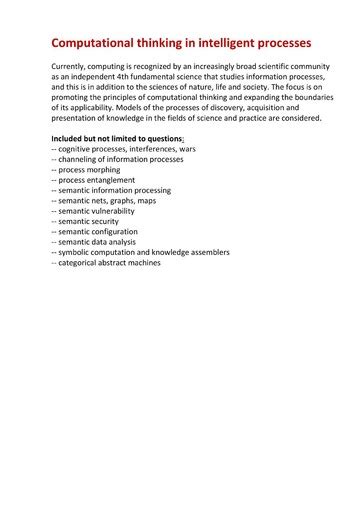 Computational Thinking In Intelligent Processes Ve Wolfengagen