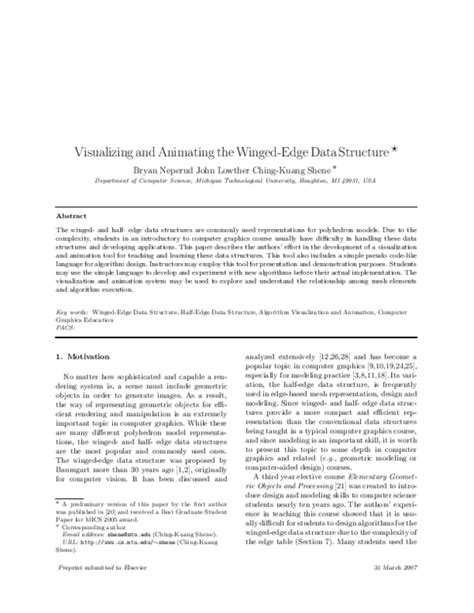 Pdf Visualizing And Animating The Winged Edge Data Structure