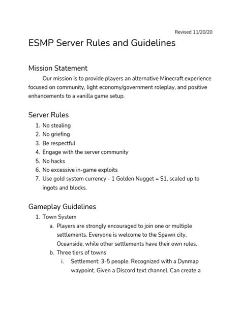 Server Rules And Guidelines Pdf Leisure Sports