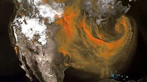 ویدئو انتشار دی‌اکسید کربن و حرکت آن بر فراز آمریکا و جهان