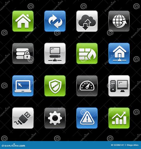 Reihe Web Entwickler Icons Gelbox Vektor Abbildung Illustration Von