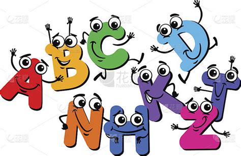 有趣的字母字符卡通插图