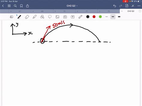 SOLVED A Projectile Is Launched With An Initial Velocity Of Meters Per Second At An Angle Of
