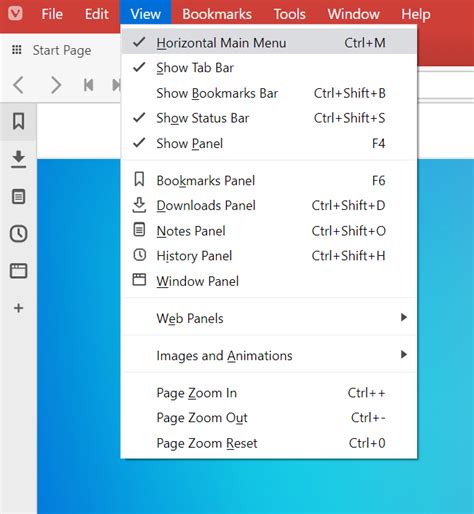 Vivaldi Menu Vivaldi Browser Help
