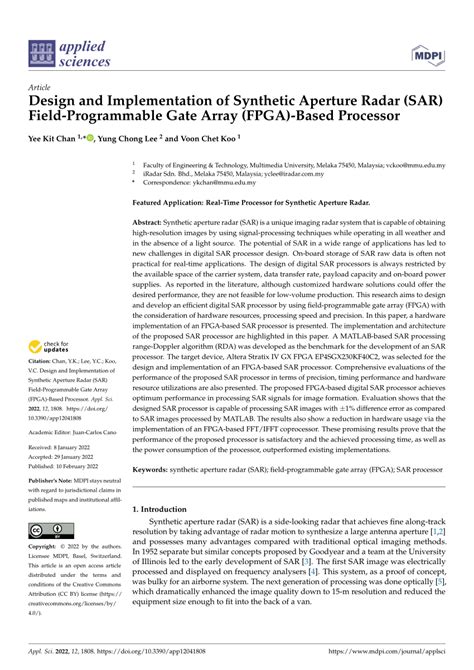 Pdf Design And Implementation Of Synthetic Aperture Radar Sar Field Programmable Gate Array
