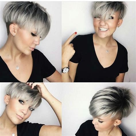 Silver Bowl Undercut Layered Pixie Choppy Pixie Cut Pixie Cut With