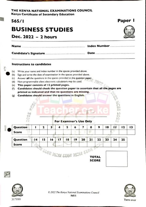 2022 Kcse Knec Past Papers Ke