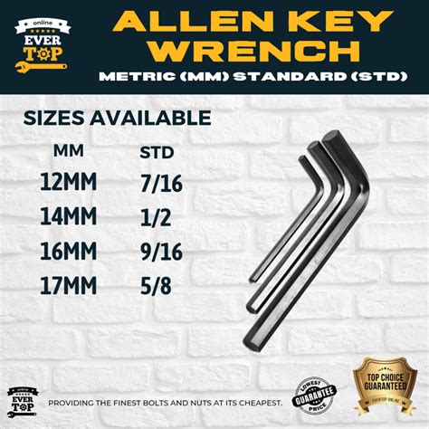 Allen Wrench Size Chart