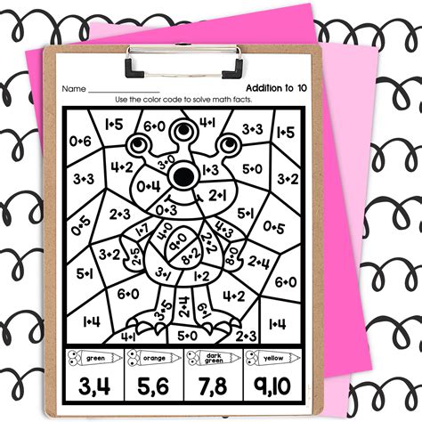 Addition And Subtraction Color By Code Worksheets