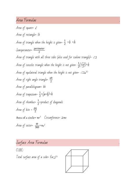 Formulae Igcse 10th Pdf Area Slope