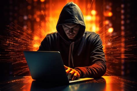 The Battle Of Cyber Security Unmasking The Man Behind The Hacker Attack Premium Ai Generated Image