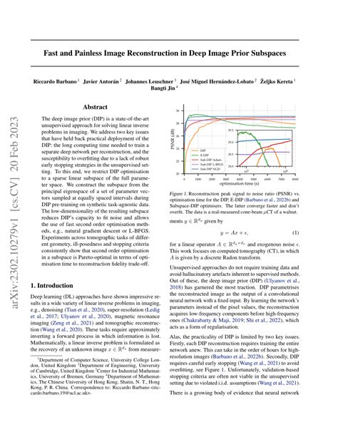 PDF Fast And Painless Image Reconstruction In Deep Image Prior Subspaces