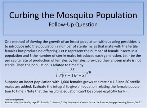 Curbing The Mosquito Population Microtutorials In Mathematics